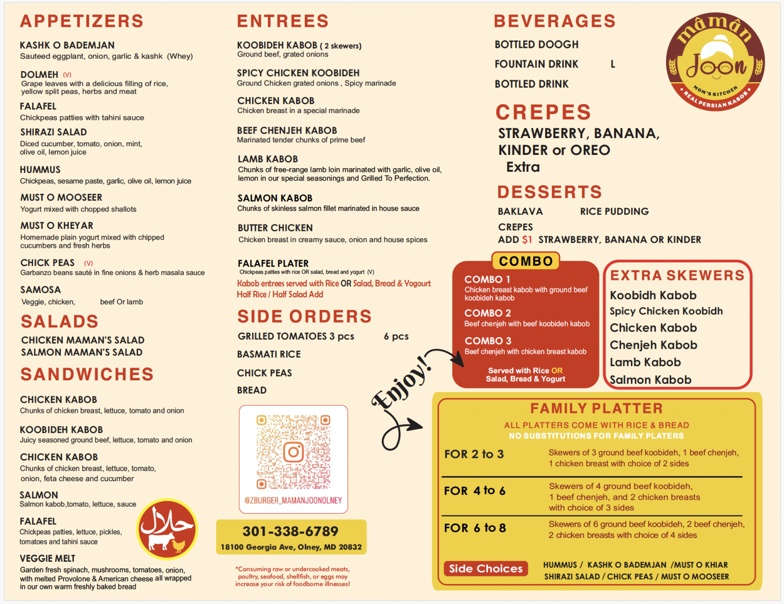 Olney Menu - Maman Joon